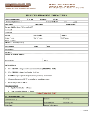 Fillable Online www.bimapbb.comimagesFormsREQUEST FOR REPLACEMENT ...