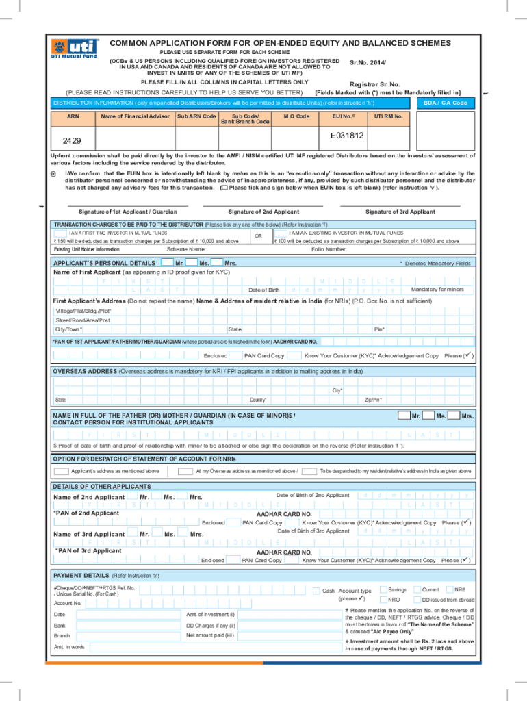 Fillable Online www.moneysukh.comUploadDownloadsCOMMON APPLICATION FORM ...
