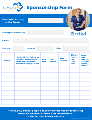 Fillable Online St Mary's Hospice Sponsorship Form 2022 Fax Email Print ...