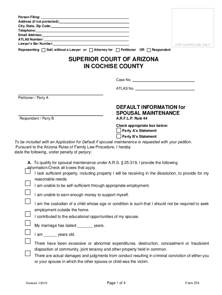 Fillable Online DEFAULT INFORMATION for Spousal Maintenance Fax Email ...