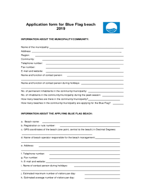 Fillable Online Application form for Blue Flag beaches Fax Email Print ...