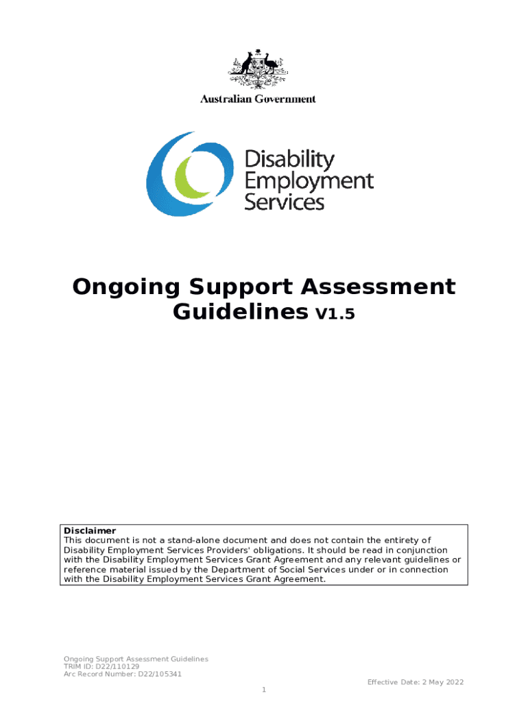 Upcoming DES Ongoing Support Assessment Guidelines v1.5 Doc Template ...