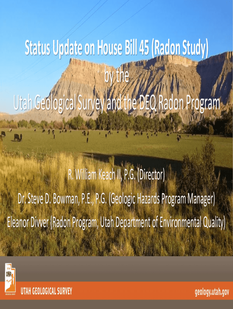Fillable Online le utah Radon Program - Utah Department of Environmental QualityRadonUtah ...