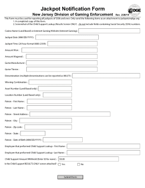Fillable Online Jackpot Notification Form NJ.gov Fax Email Print ...