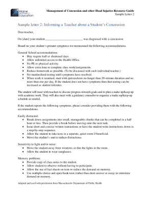 Fillable Online Sample letter 2: Informing a Teacher about a Student's ...