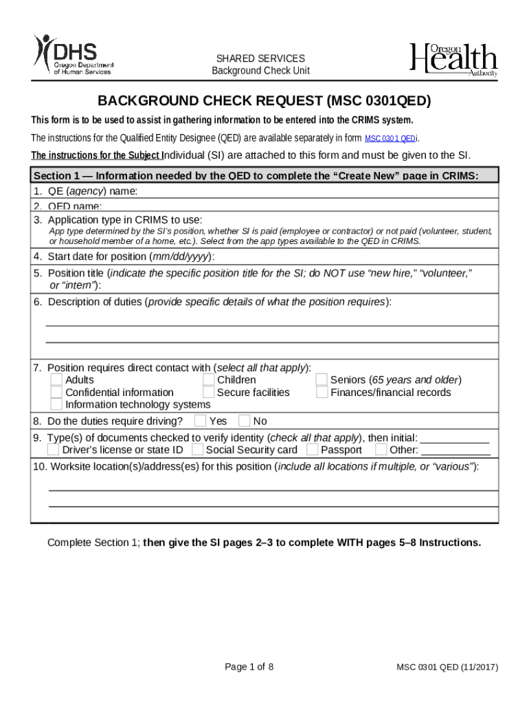 BACKGROUND CHECK REQUEST (MSC 0301QED) - apps state or Doc Template ...