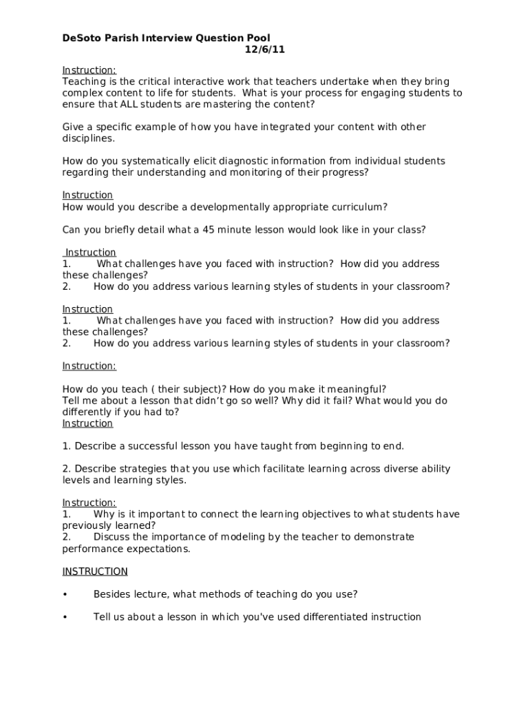 Danielson's Framework - Domain 3 - Instruction - Professional ... Doc ...