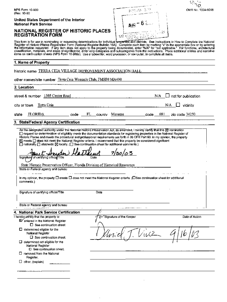 Fillable Online Fillable Online NPS Form 10900 ( O n IWO) United States ...