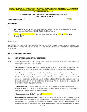 Fillable Online Master Short Form Agreement for Audience Research ...