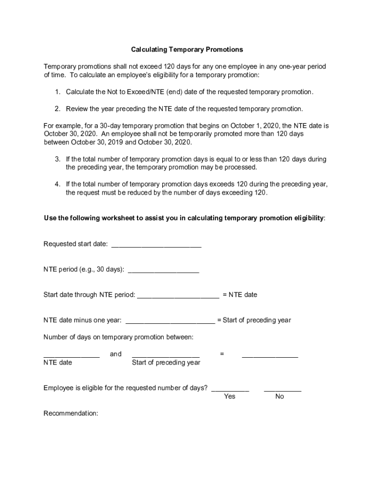 Fillable Online www.doi.govsitesdoiCalculating Temporary Promotions ...