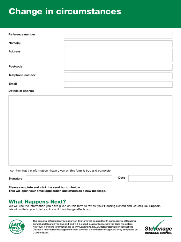 Fillable Online Housing Benefit: Report a change of circumstances - GOV ...