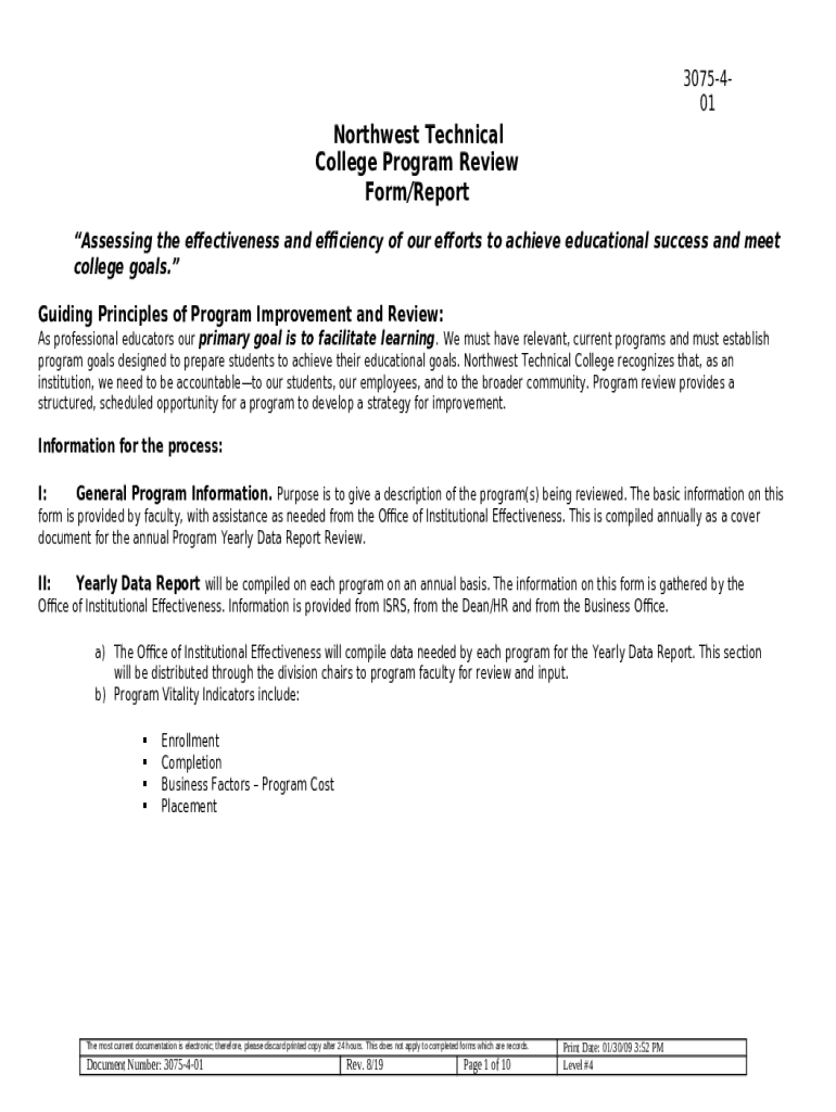 3075-4-01Program Review -Report Doc Template | pdfFiller