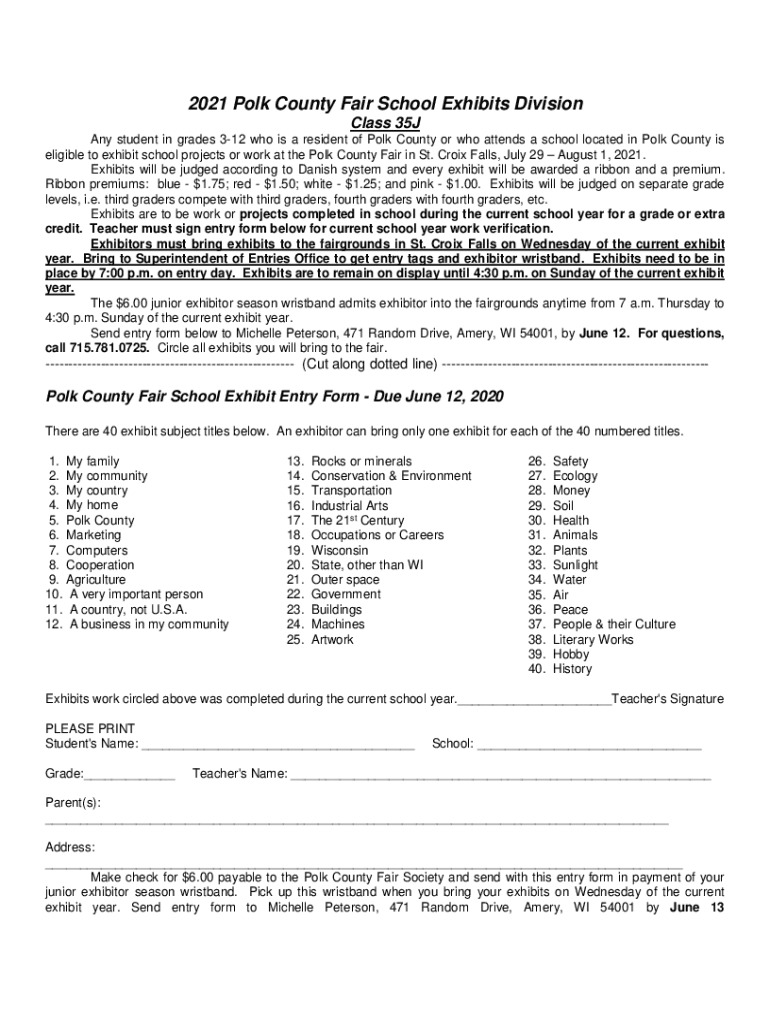 Fillable Online polkcountyfair.comwp-contentuploads2009 Polk County Fair School Exhibits ...