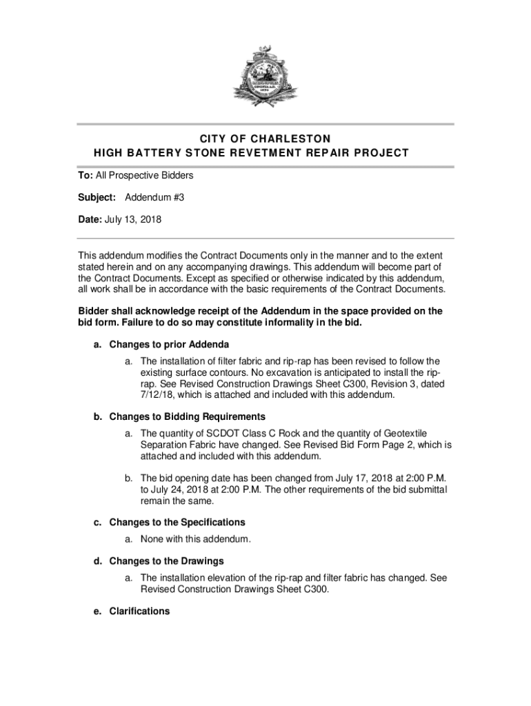 Fillable Online CITY OF CHARLESTON HIGH BATTERY STONE REVETMENT REPAIR ...