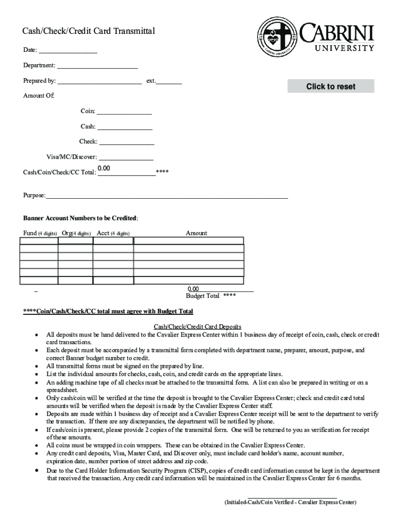 Fillable Online www.alaska.edufund-accountingcashreceiptsInstructions ...