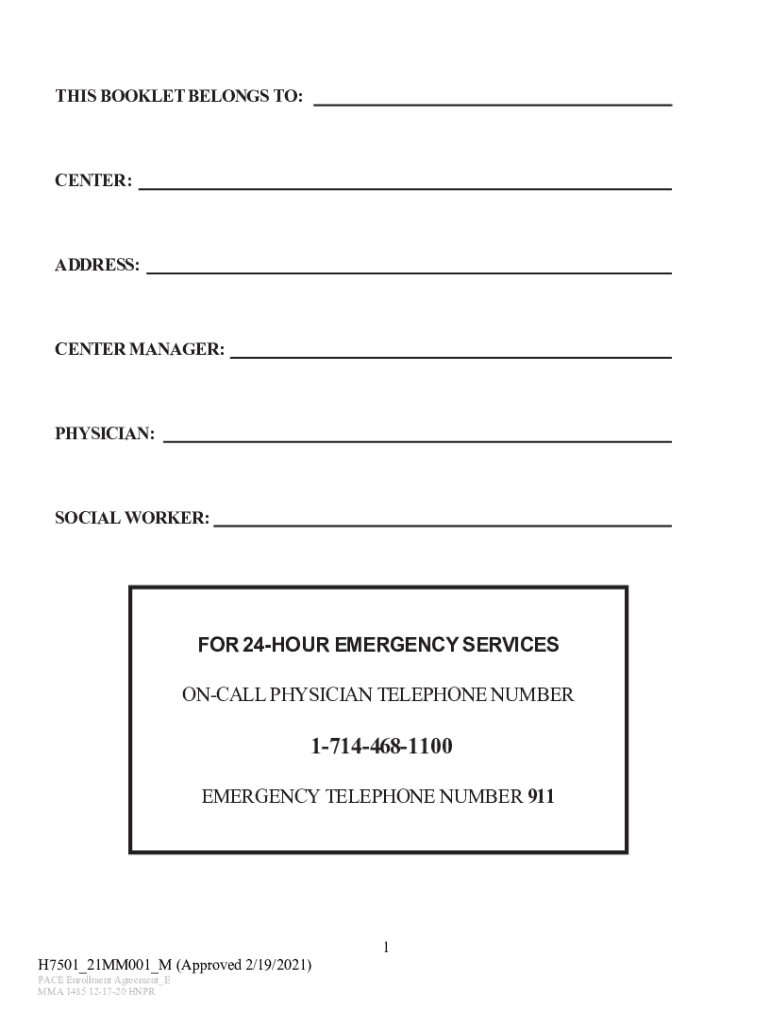 Fillable Online PACE Member Enrollment Agreement. PACE Member ...