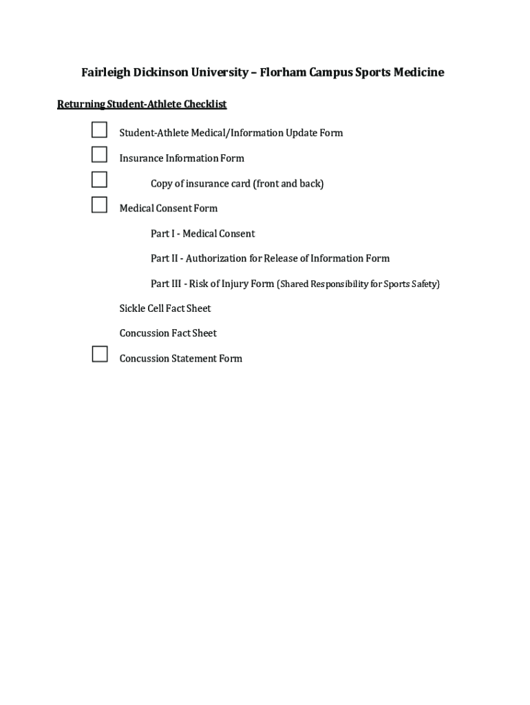 Fillable Online Florham Campus Student Health Services - Fairleigh Dickinson University Fax ...