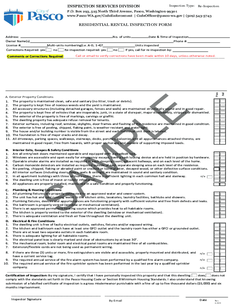 Fillable Online Rental Inspection Form - Fillable rev 08.2020.pdf Fax ...