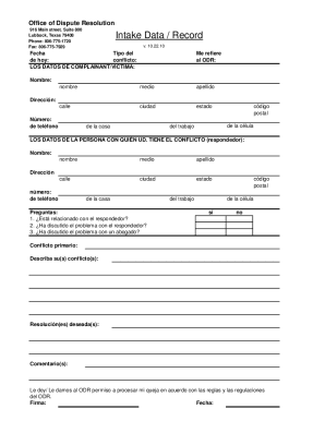 Fillable Online Intake Form-spanish Fax Email Print - pdfFiller