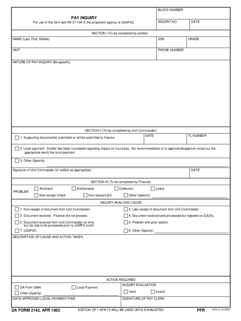 Fillable Online armypubs army armypubs.army.milpubeformsPAY INQUIRY For ...