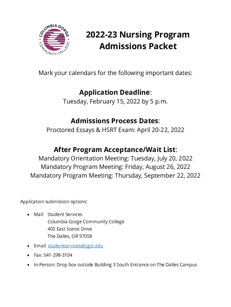 Fillable Online Practical Nursing Program - Admissions Packet School of Health ... Fax Email ...