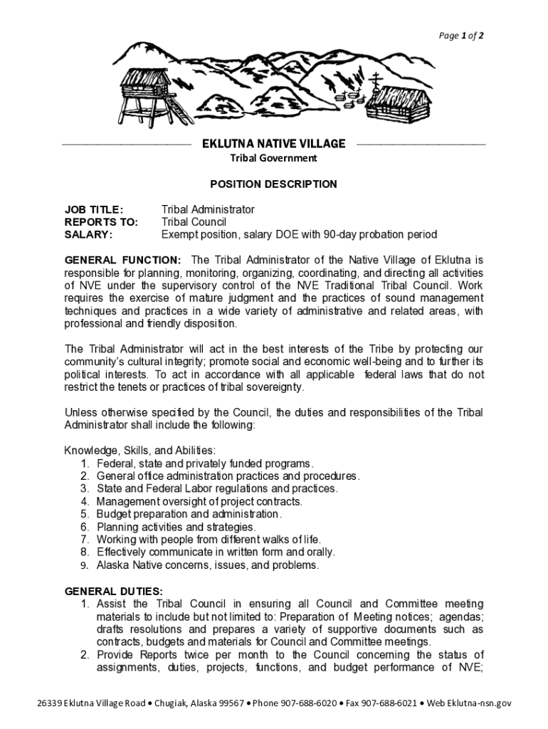 Fillable Online EKLUTNA NATIVE VILLAGE Fax Email Print - pdfFiller