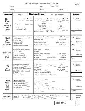 Fillable Online MASSACHUSETTS 4-H DOG OBEDIENCE PROGRAM OPEN SCORE ...
