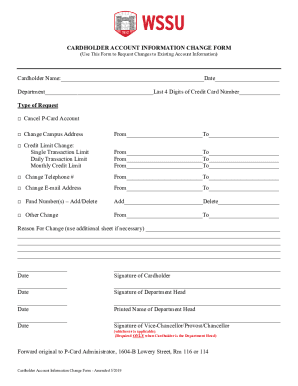 Fillable Online Cardholder Account Information Change Form Fax Email Print - pdfFiller