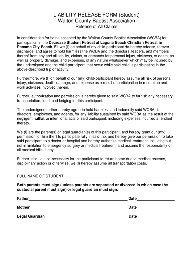 Fillable Online waltonso.orgwp-contentuploadsParent Release Student Statement - Walton County ...