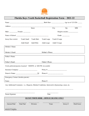 Fillable Online Basketball Registration form.doc - CHECK CASH BIRTH ...