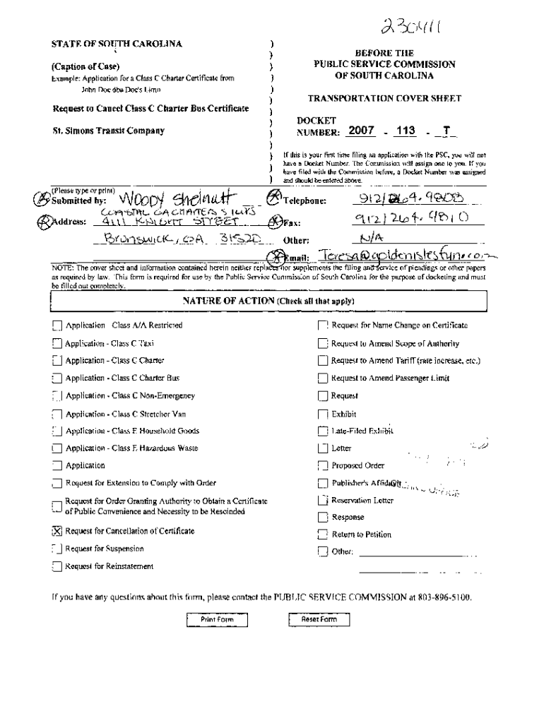 Fillable Online dms psc sc PDF STATE OF SOUTH CAROLINA (Caption of Case ...