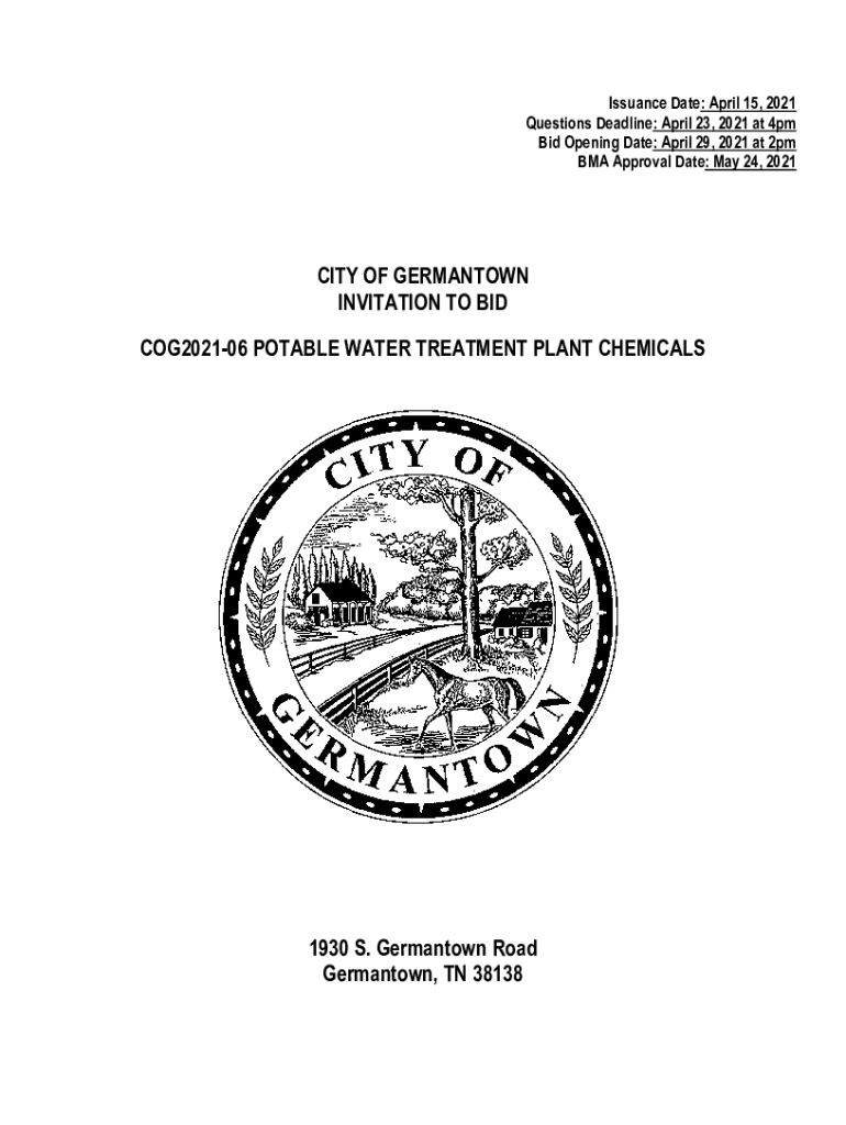 Fillable Online CITY OF GERMANTOWN INVITATION TO BID COG2021-06 ... Fax Email Print - pdfFiller