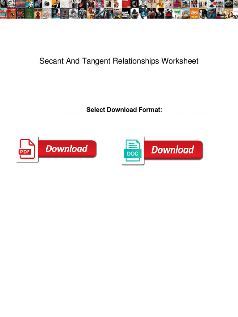 Fillable Online Secant And Tangent Relationships Worksheet. Secant And ...