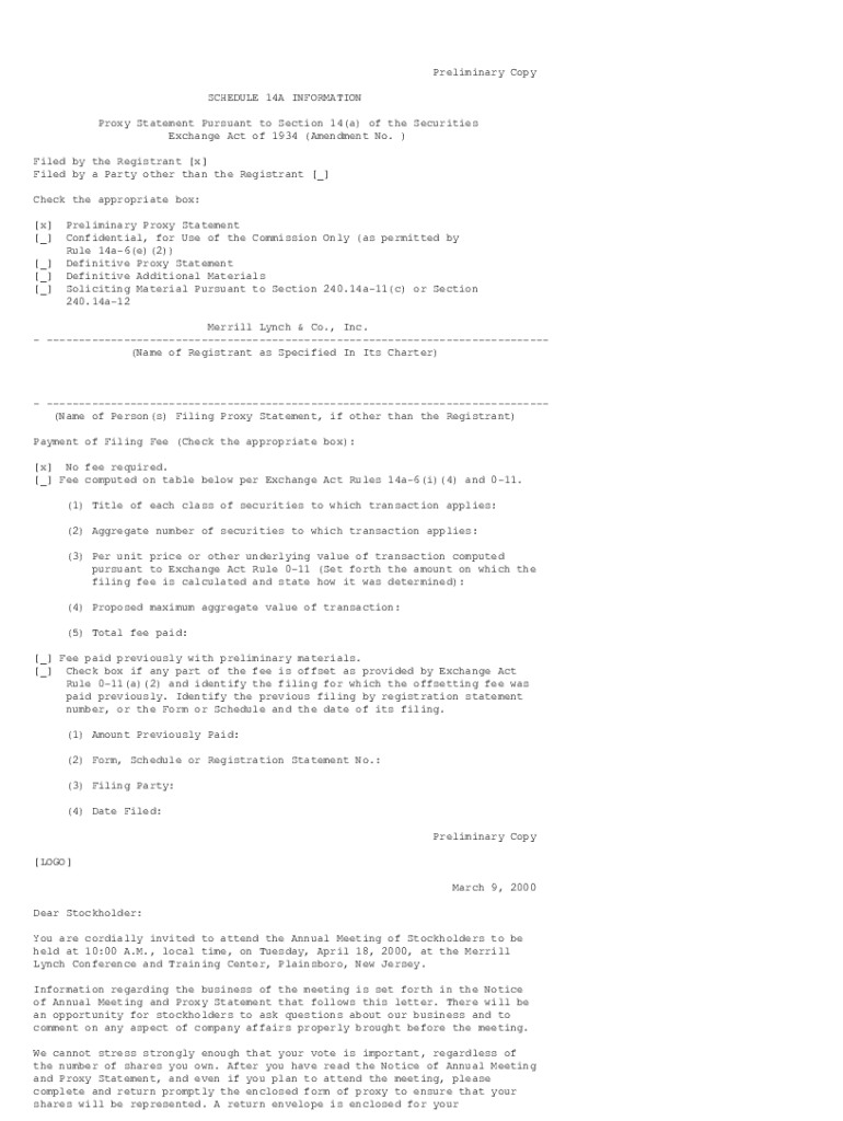 Fillable Online investor.bankofamerica.com regulatory-and-otherMerrill Lynch Proxy Statements ...