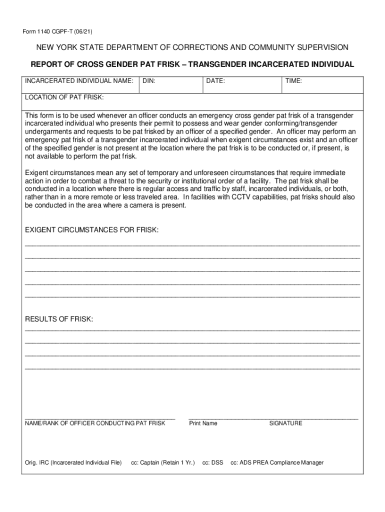 Fillable Online doccs ny doccs.ny.govdirectivesfrm1140WNEW YORK STATE ...