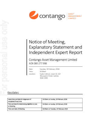 Fillable Online Notice of Meeting, Explanatory Statement and ...