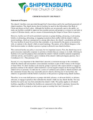 Fillable Online CHURCH FACILITY USE POLICY - Faith. Family. Freedom12 ...