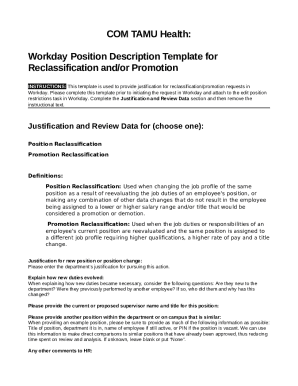 Workday Position Description Template Doc Template | pdfFiller