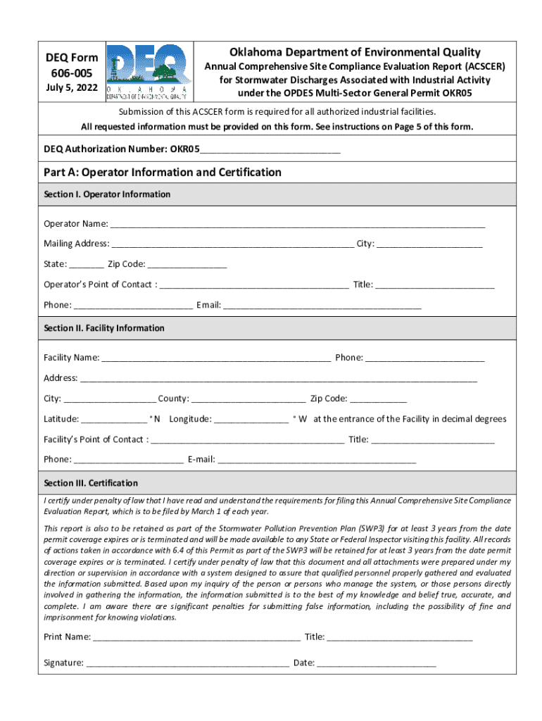 Fillable Online www.templateroller.comtemplate1888197DEQ Form 606-005 ...