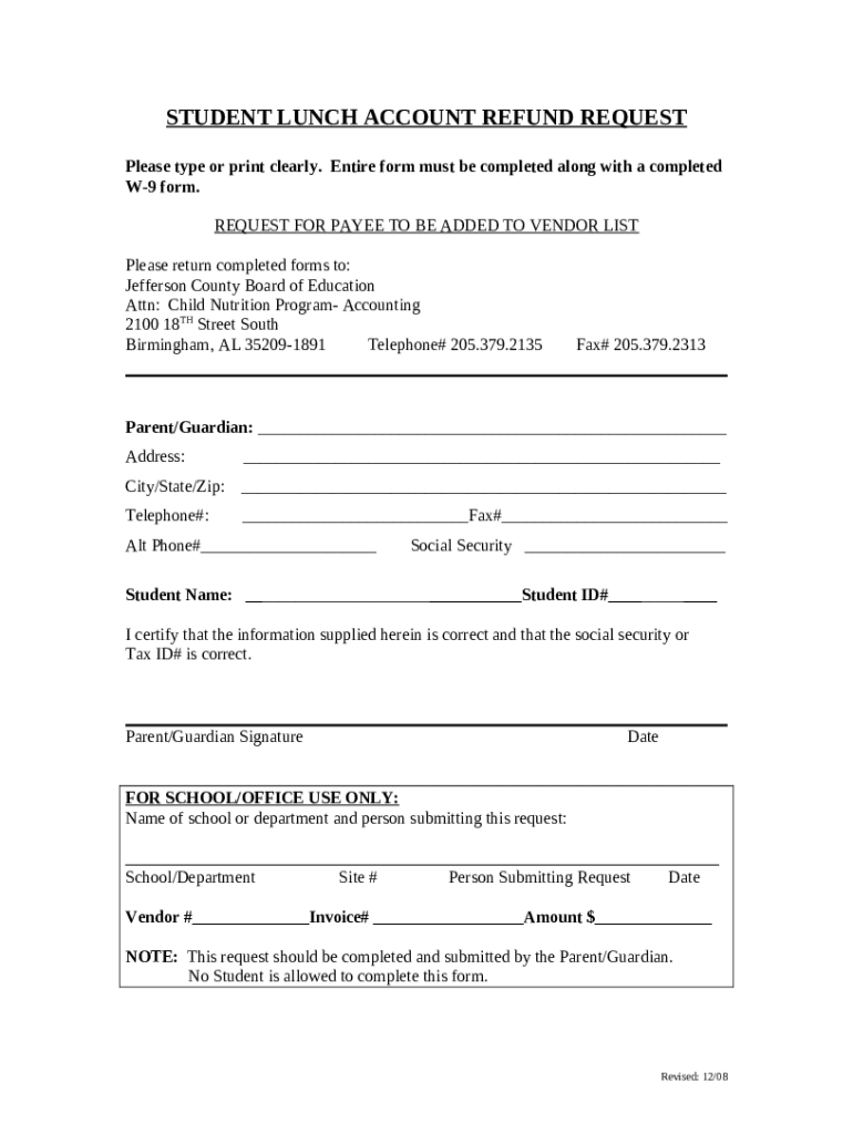 Student Account Refund Request - my.northland.edu Doc Template | pdfFiller