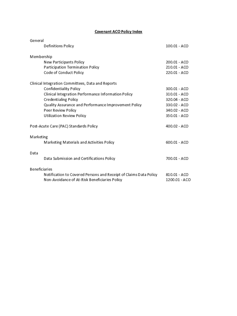 Fillable Online Accountable Care Organizations (ACOs): General ...