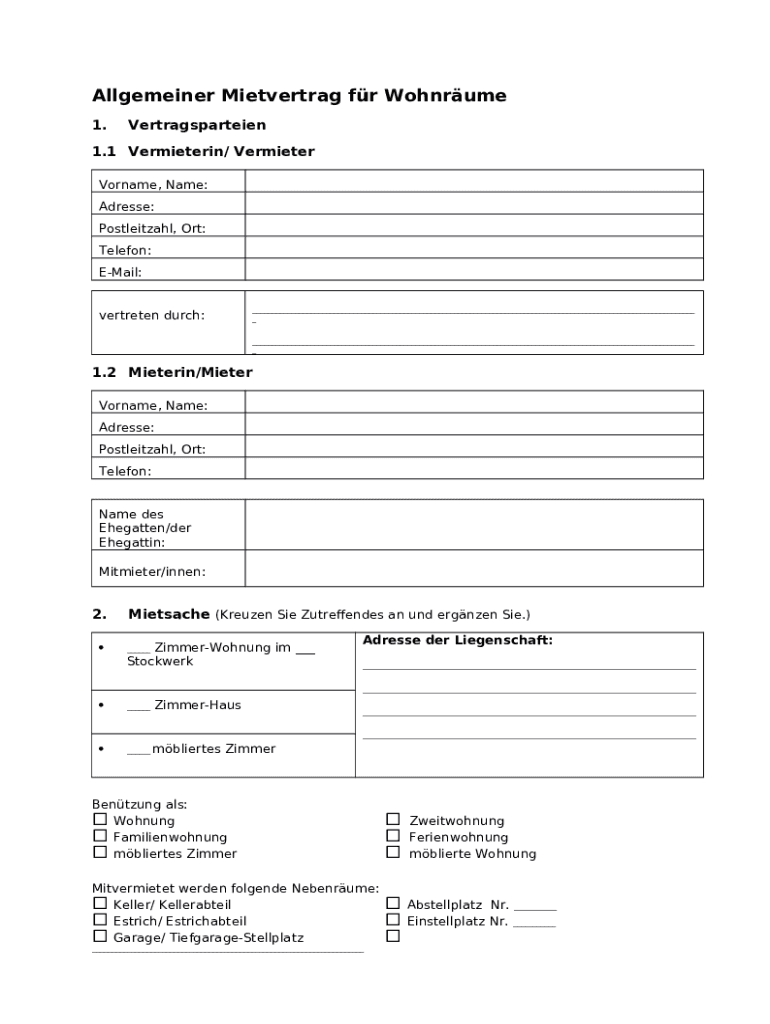 Allgemeiner Mietvertrag fr Wohnrume - ImmoScout24 Doc Template | pdfFiller