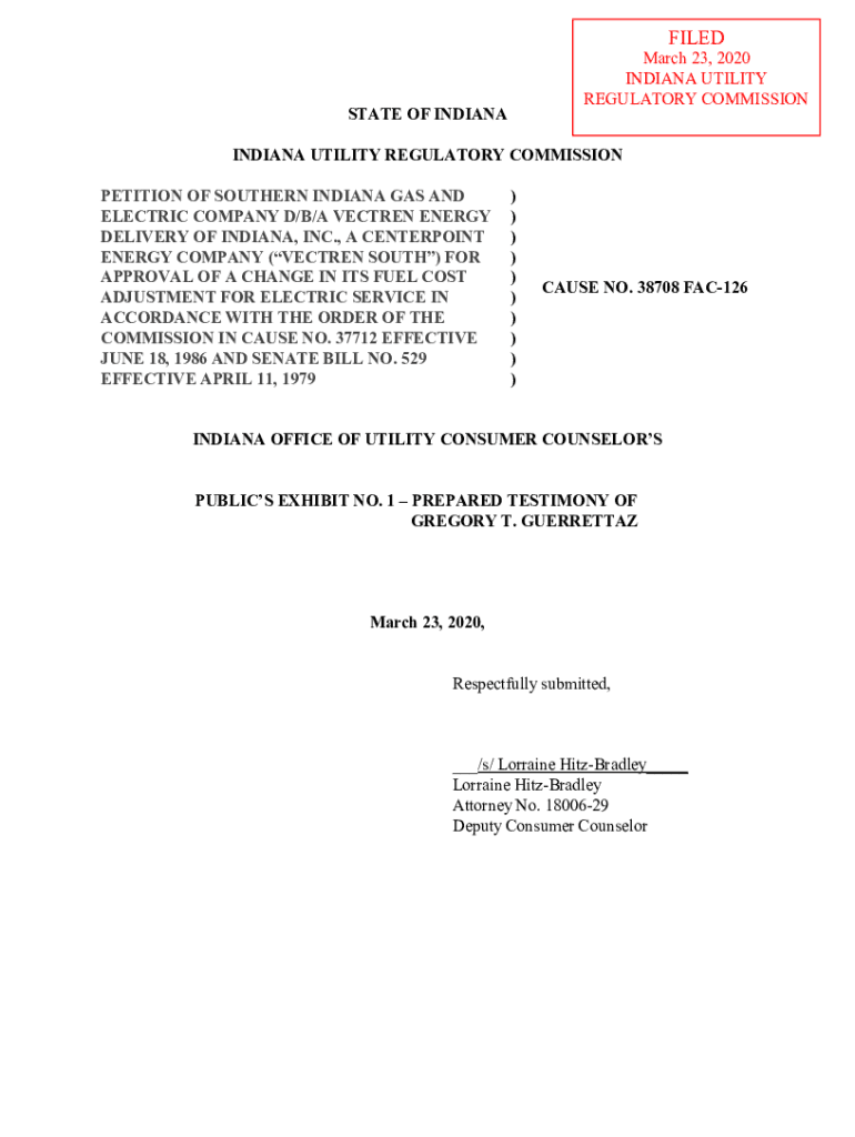 Fillable Online iurc.portal.in.goventityBEFORE THE INDIANA UTILITY ...