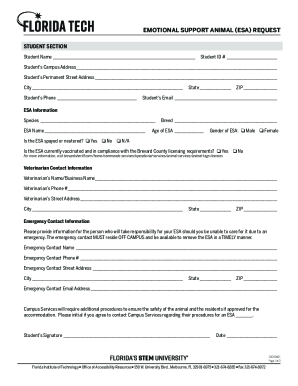 Fillable Online EMOTIONAL SUPPORT ANIMAL ACCOMMODATION REQUEST FORM Fax Email Print - pdfFiller