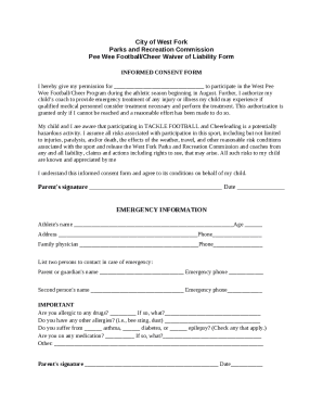 WF Pee-Wee Football and Cheer - HomeFacebook Doc Template | pdfFiller