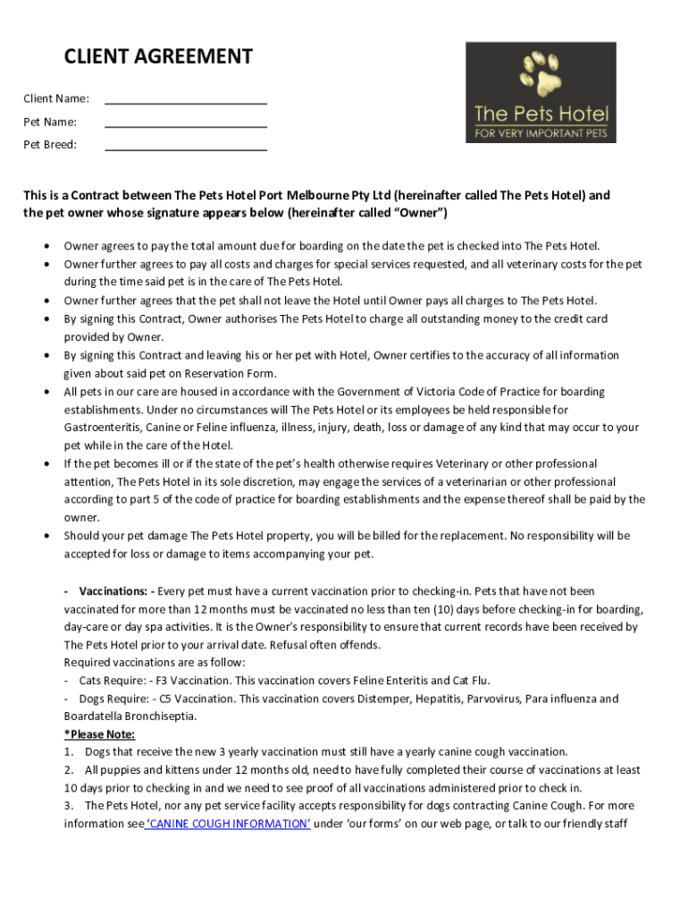 Fillable Online www.thepetshotel.com.auimagespdfArranged Hand-over ...