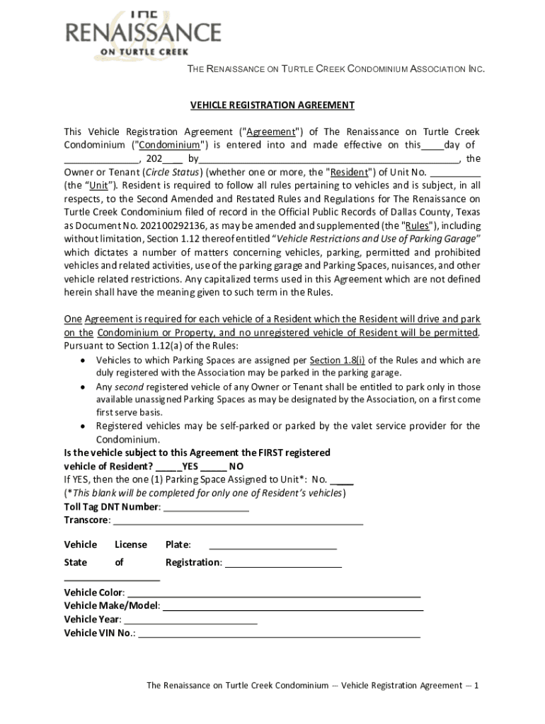 Fillable Online RTC.FORM.Vehicle Registration Agreement.OCTOBER 2021 ...