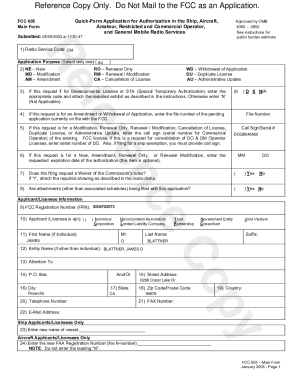 Fillable Online Instructions for FCC Form 605 "Quick-Form Application ...