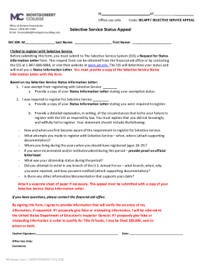 Fillable Online Appeal of your Selective Service Status Fax Email Print ...