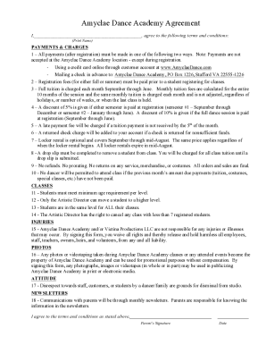 Fillable Online Amyclae Dance Academy Agreement Fax Email Print - pdfFiller